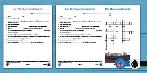 Judaism Ten Commandments Crossword French Teacher Made