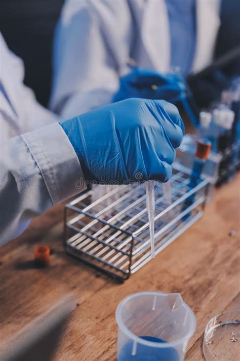 Blood Test In The Laboratory Laboratory Assistant Working With The