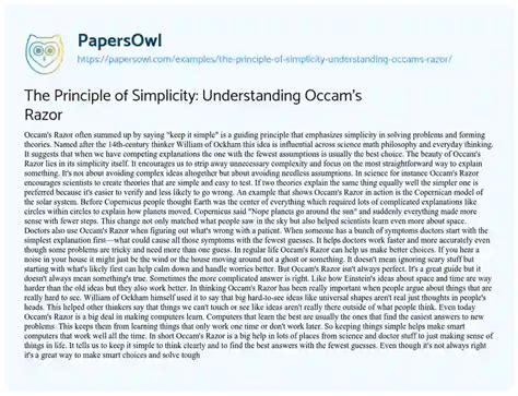 The Principle Of Simplicity Understanding Occams Razor Free Essay