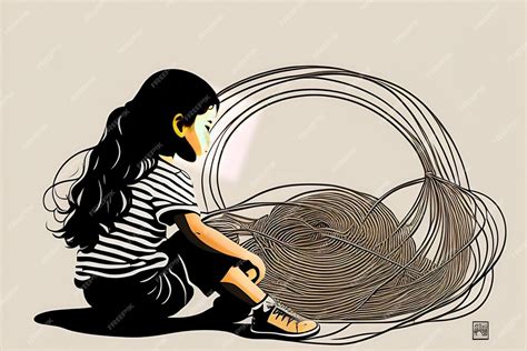 Premium Photo Girl Sitting On Twine Continuous Line Drawing Vector