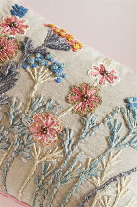 Statice Embroidered Cushion Cover Embroidered Cushions Embroidery