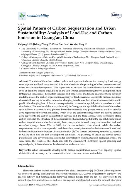 Pdf Spatial Pattern Of Carbon Sequestration And Urban Sustainability