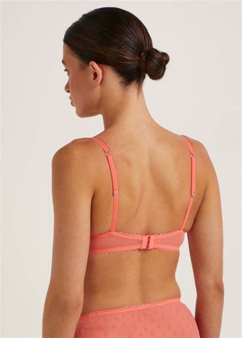 Coral Floral Flock Bra