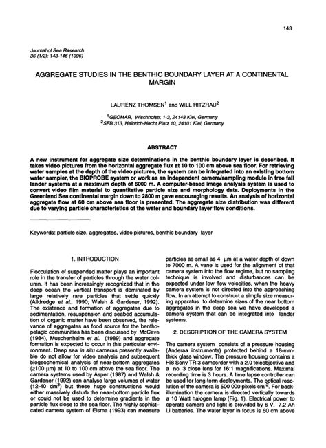 Pdf Aggregate Studies In The Benthic Boundary Layer At A Continental