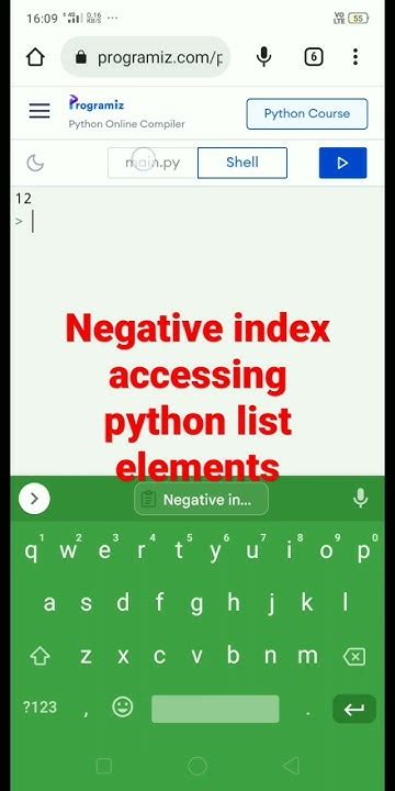 Negative Index Accessing Python List Elements Youtube