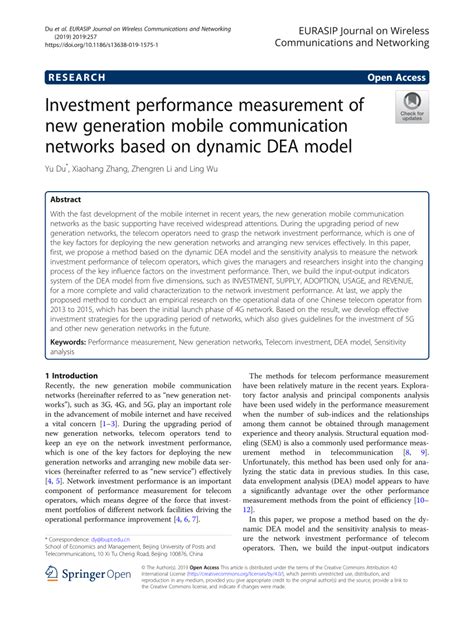 pdf investment performance measurement of new generation mobile