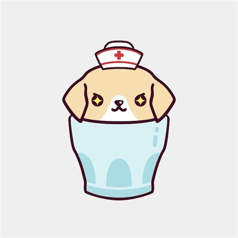 컵 속 의 귀여운 개 그림 프리미엄 벡터