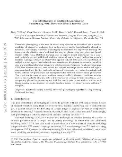 Pdf The Effectiveness Of Multitask Learning For Phenotyping With