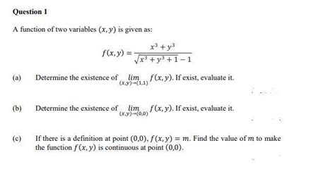 Solved A Function Of Two Variables Xy Is Given As