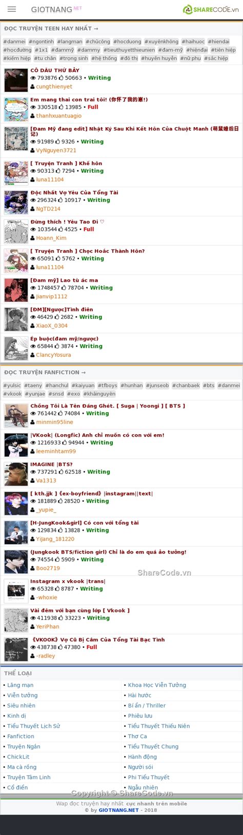 Source Code Web Truyện Đẹp Hot Nhất 2018 Diễn đàn tuổi trẻ CNTT