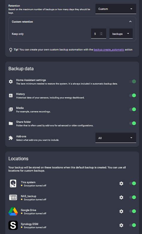 Allow Separate Backup Schedule Per Location Feature Requests Home