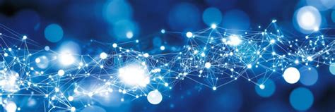 Abstract Blue Network On Bokeh Background Connections Technology Communication Design Stock