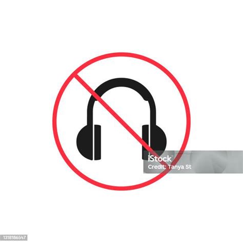 No Headphones Icon Vector Isolated Simple Sign Stock Illustration