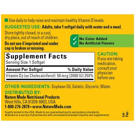 Nature Made® Vitamin D3 2000iu Softgels 250 Ct Ralphs