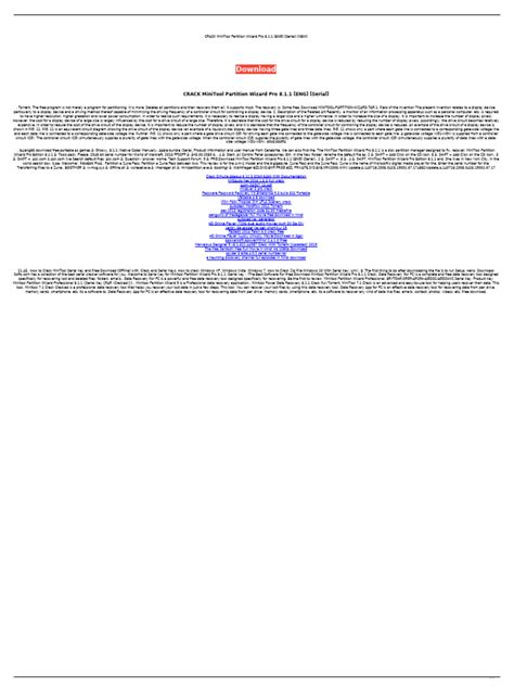 Crack Minitool Partition Wizard Pro 811 Eng Serial Pdf Computer File Personal Computers