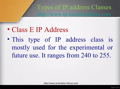 types of ip address classes ppt