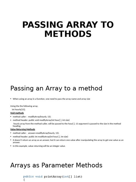 Passing Array To Methods Pdf