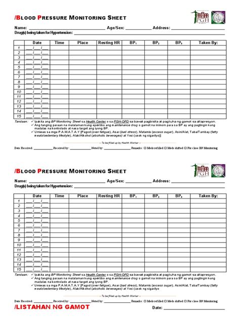 Bp Monitoring Sheet Pdf
