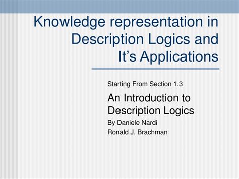 Ppt Knowledge Representation In Description Logics And Its Applications Powerpoint