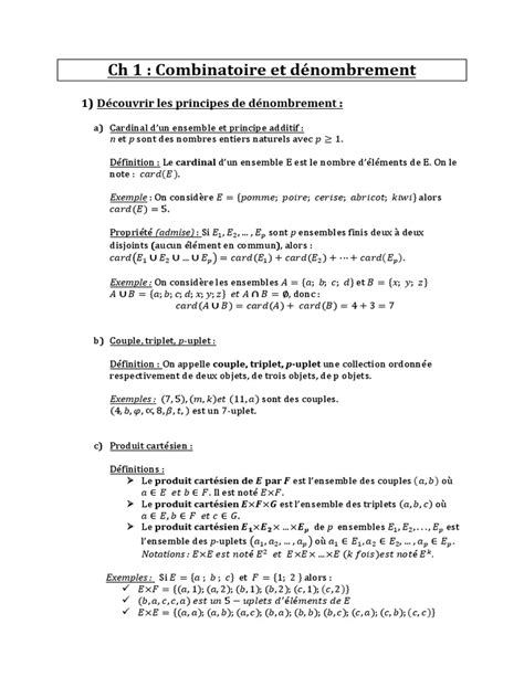 Ch 1 Combinatoire Et Dénombrement Download Free Pdf Ensemble