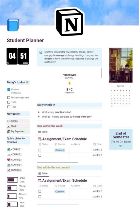 Notion Template Student Planner Student Planner Notions Study Planner Notion Template Student Planner Student Planner Notions Study Planner