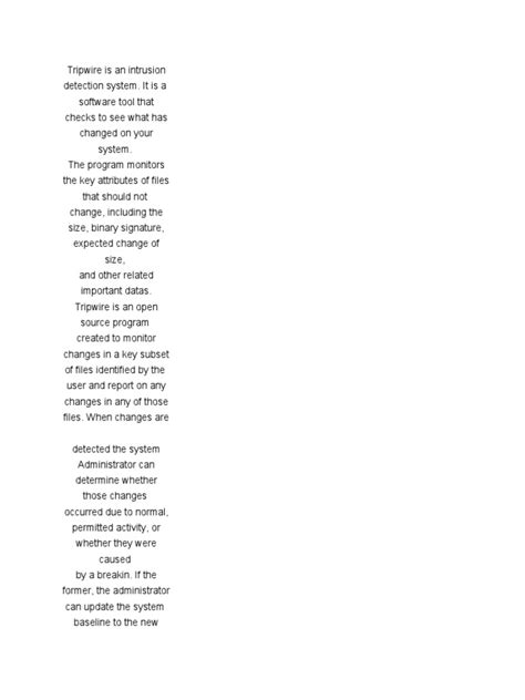 Tripwire Is An Intrusion Detection System Pdf Computers