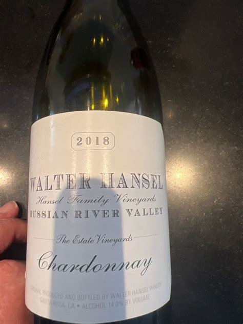 2018 Walter Hansel Winery Chardonnay Russian River Valley Usa
