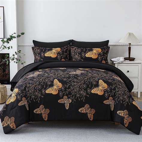 Yogeneg 7 Piece Bed In A Bag Queen Size Comforter Set Black Bedding Set