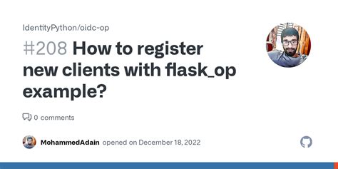 How To Register New Clients With Flask Op Example · Issue 208 · Identitypython Oidc Op · Github