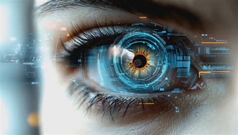 Eye Interacting With Futuristic Hud Display Biometric Data And Digital Interface Elements