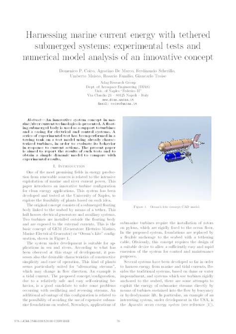Pdf Harnessing Marine Current Energy With Tethered Submerged Systems