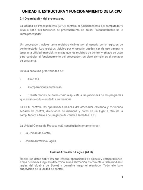 Estructura Y Función De La Cpu Pdf Unidad Central De Procesamiento Almacenamiento De Datos