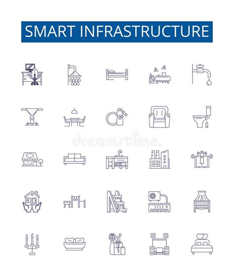 Smart Infrastructure Line Icons Signs Set Design Collection Of Smart