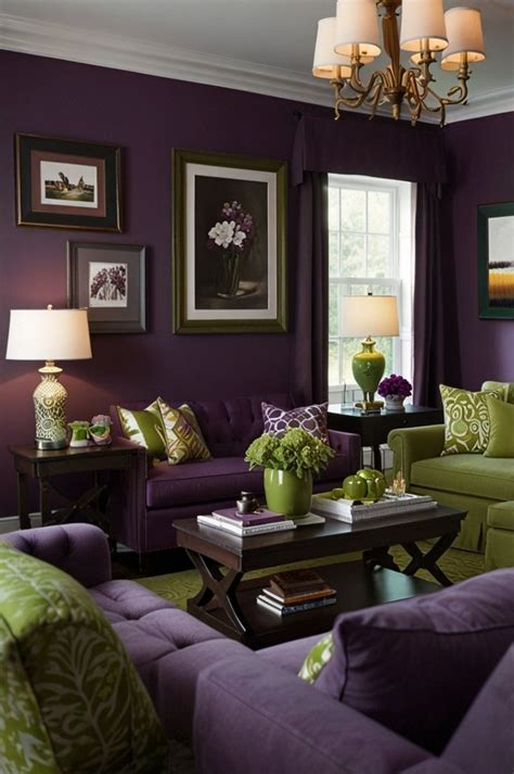 Small Space Purple And Green Living Room Purple Living Room Living