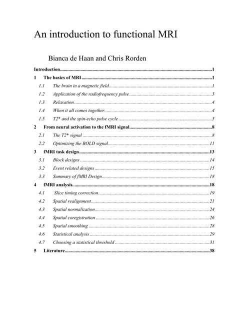Pdf An Introduction To Functional Mri · 1 The Basics Of Mri Magnetic