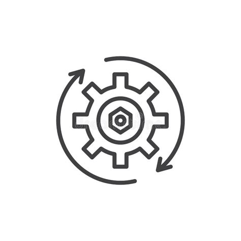 Cog Gear And Rotation Arrows Outline Icon Stock Vector Illustration