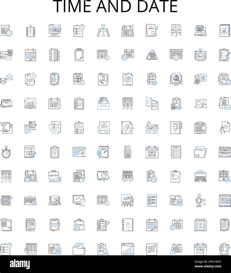 time and date outline icons collection time date calendar clock