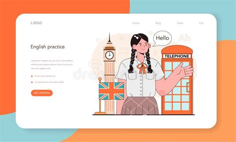 English Class Web Banner Or Landing Page Study Foreign Languages Stock