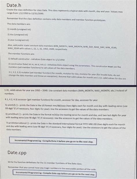 Solved Dateh Create The Class Definition For Class Date