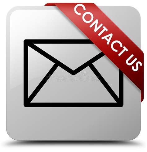 Contact Us Email Icon White Square Button Red Ribbon In Corner Stock