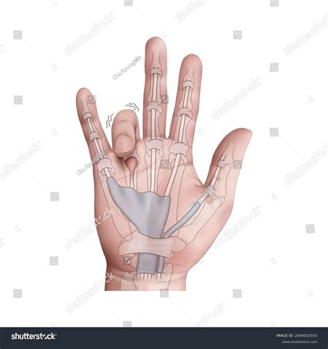 Medical Illustration Explaining Trigger Finger Stock Illustration