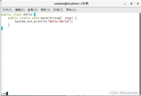Linux Vi和vim编辑器（编写hello Java程序，三种模式的转换，常用快捷键练习） 使用vim编写一个hello·java