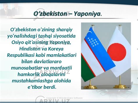 O‘zbekistonning Yaponiya Hindiston Va Koreya Respublikasi Bilan Ikki