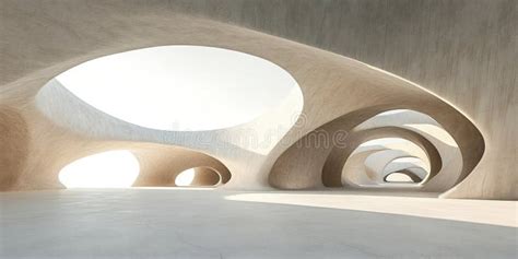 Abstract Modern Architecture Curved Arches Minimalist Spacious Interior