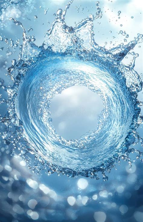 Dynamic Water Swirl Creating A Mesmerizing Vortex Effect With Splashing Liquid Droplets Centered