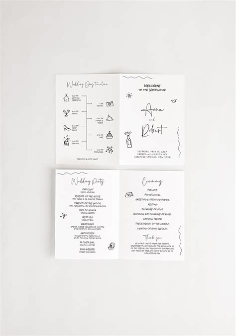 Bifold Wedding Program Template Scribble Wedding Program Scribble