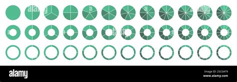 Pie Chart Set Segmented Circle Icons Circle Diagram With Sections Or