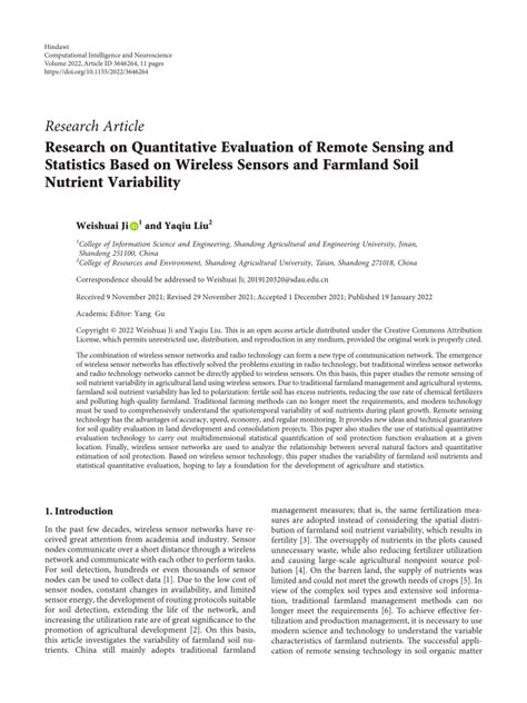 Pdf Research On Quantitative Evaluation Of Remote Sensing And Statistics Based On Wireless