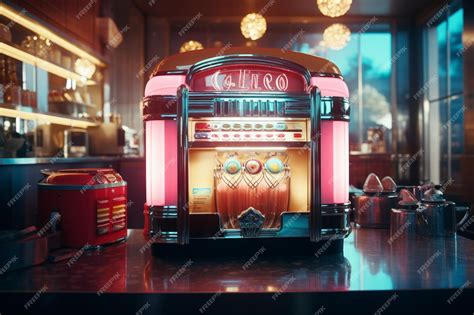 Premium Ai Image Retro Jukebox In A Diner Glowing With A Selection