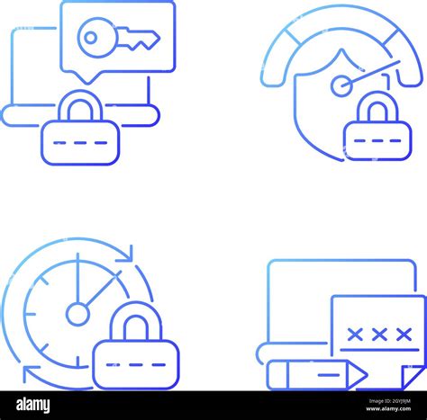 Laptop Passwords Gradient Linear Vector Icons Set Stock Vector Image